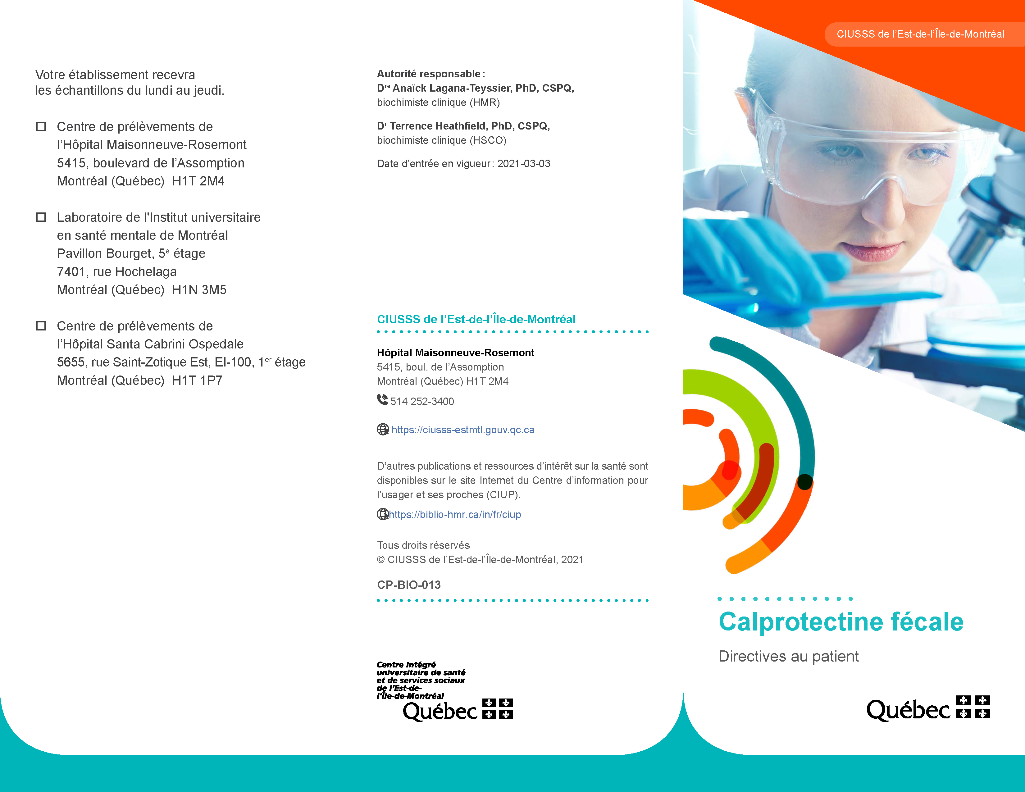 Calprotectine fécale : directives au patient | Bibliothèque CIUSSS de l ...